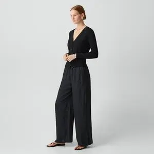 Theory Slit Pull-on Pant In Washed Stripe - Black Multi
