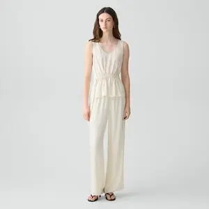 Theory Vented Pull-on Pant In Washed Stripe - Rice Multi