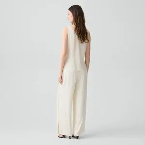 Theory Vented Pull-on Pant In Washed Stripe - Rice Multi