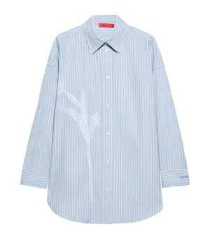 Max & Co. Oversized Embroidered Stripe Shirt - Blue