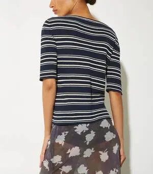 Max & Co. Stripe Boat-neck Crop Top - Blue