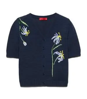 Max & Co. Embroidered Floral Cotton-blend Cardigan