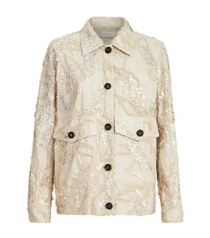 Brunello Cucinelli Cotton-blend Embroidered Poplin Jacket
