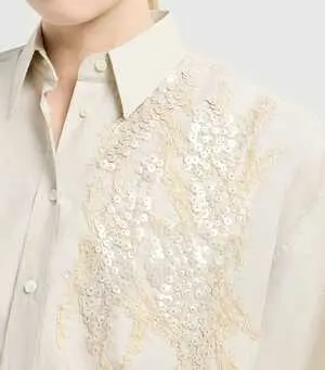 Brunello Cucinelli Cotton-blend Embroidered Poplin Shirt