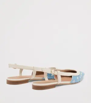 MALONE SOULIERS Denim-leather Tate Slingback Flats - Blue