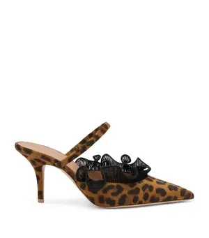 MALONE SOULIERS Suede Leopard Print Cecile Heeled Mules