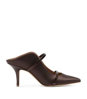 MALONE SOULIERS Maureen 70 Satin Mules - Brown