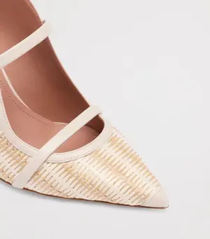 MALONE SOULIERS Maureen 85 Raffia Mules - Beige