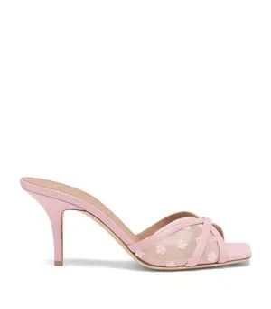 MALONE SOULIERS Perla Mesh And Leather Mules - Pink