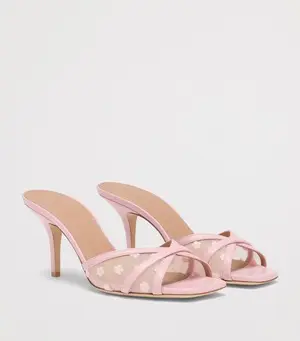 MALONE SOULIERS Perla Mesh And Leather Mules - Pink