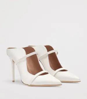 MALONE SOULIERS Maureen 100 Satin Mules - Ivory