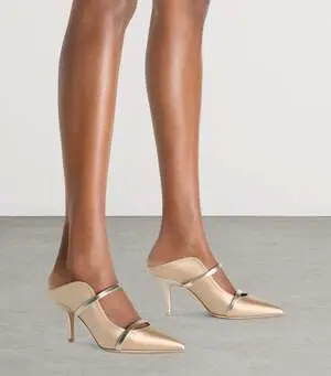 MALONE SOULIERS Maureen 70 Satin Mules - Nude