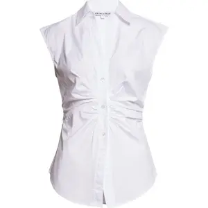 Veronica Beard Devra Ruched Button-up Shirt