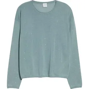 Eleventy Sequin Silk And Cotton Crewneck Sweater - 175 Jade