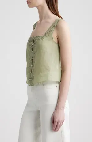 FRAME Embroidered Crop Tank
