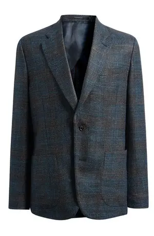 PAUL SMITH Marylebone Copper & Blue Slub Wool & Silk Sport Coat