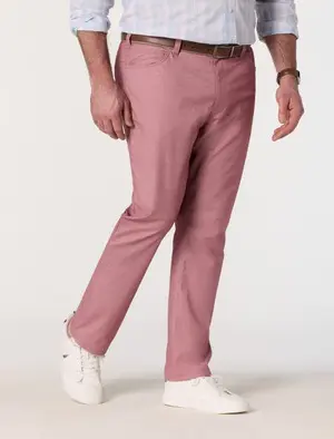 OAK HILL BY DXL Big & Tall Straight-fit 5-pocket Tech Pants - Red Heather