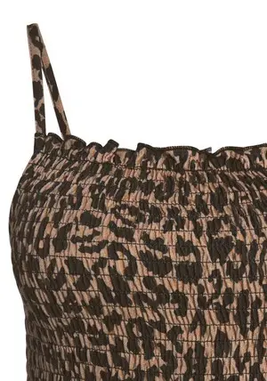 LASCANA Smocked Print Midi Dress