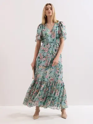 PHASE EIGHT Violet Floral V-neck Maxi Dress