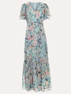 PHASE EIGHT Violet Floral V-neck Maxi Dress