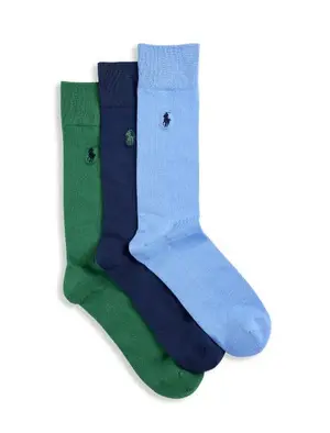 Polo Ralph Lauren Big & Tall 3-pk Supersoft Crew Socks - Light Blue
