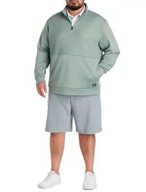 REEBOK Big & Tall Performance Double-knit 1/4-zip Pullover - Light Fog
