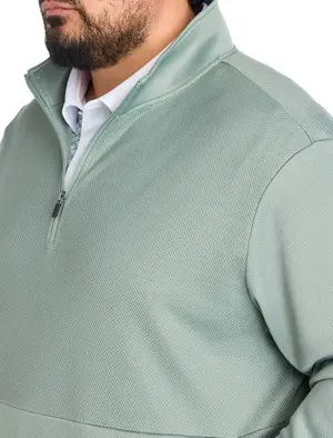 REEBOK Big & Tall Performance Double-knit 1/4-zip Pullover - Light Fog