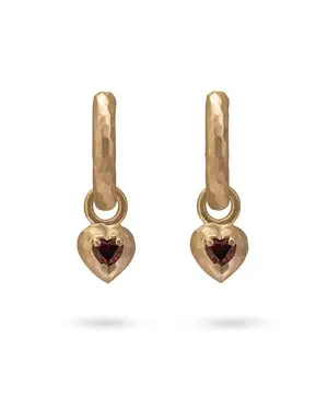 ELOISE JEWELRY Wander Hoops With Heart Charms - Red Garnet
