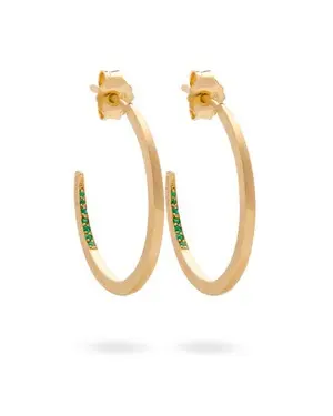 ELOISE JEWELRY Crescent Moon Hoop Earrings With Emeralds - Emerald