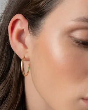 ELOISE JEWELRY Crescent Moon Hoop Earrings With Emeralds