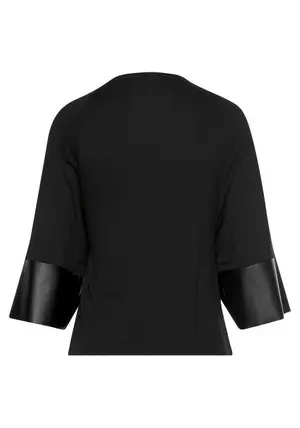 LASCANA Dolman Sleeve Leather Trim Top