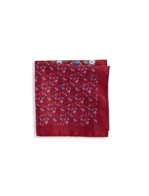 SYNRGY BY DXL Big & Tall Multi Floral Pocket Square - Burgundy