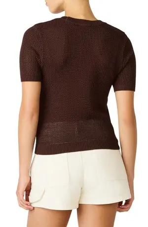 Steve Madden Blakelee Open Stitch Short Sleeve Sweater