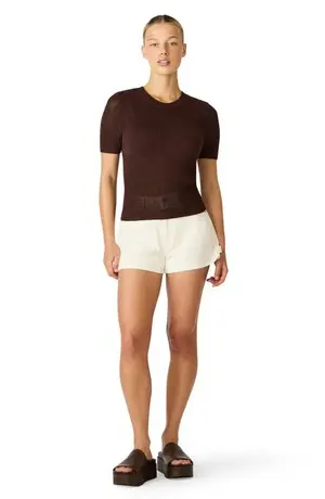 Steve Madden Blakelee Open Stitch Short Sleeve Sweater