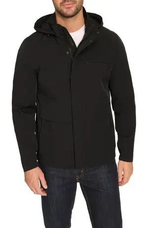 Cole Haan Hooded Windbreaker Jacket - Black