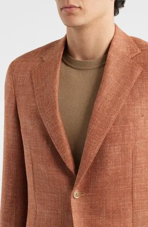 HERITAGE GOLD Wool, Silk, And Linen-blend Hopsack Sport Coat