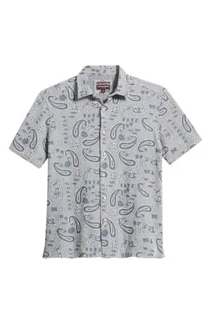 Johnston & Murphy Linden Textured Short Sleeve Button-up Shirt - Blue Paisley