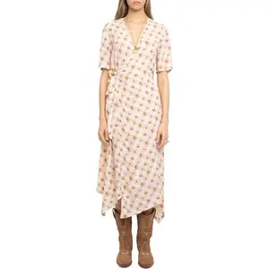 Zadig&Voltaire Reforme Mirror Flowers Crepe Wrap Dress - Pear
