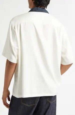 UNDERCOVERISM Graphic Short Sleeve Cupro Blend Button-up Shirt
