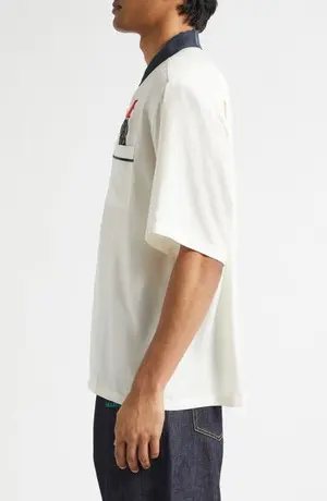 UNDERCOVERISM Graphic Short Sleeve Cupro Blend Button-up Shirt