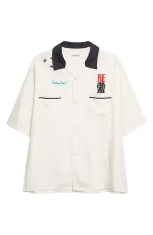 UNDERCOVERISM Graphic Short Sleeve Cupro Blend Button-up Shirt