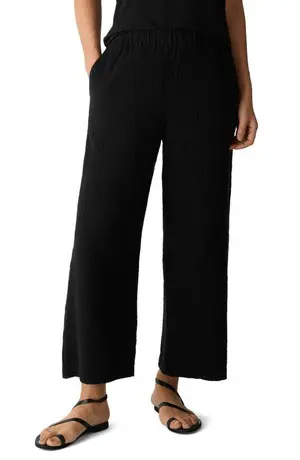Eileen Fisher Stretch Organic Cotton Ankle Lantern Pants - Black