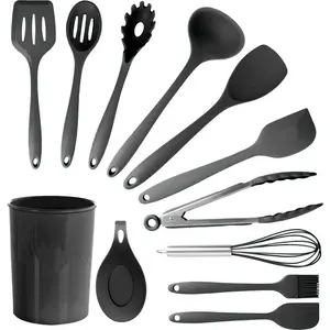 MEGACHEF Silicone Cooking Utensils - Black