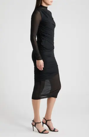 BOSS Etulia Ruched Long Sleeve Dress - Black