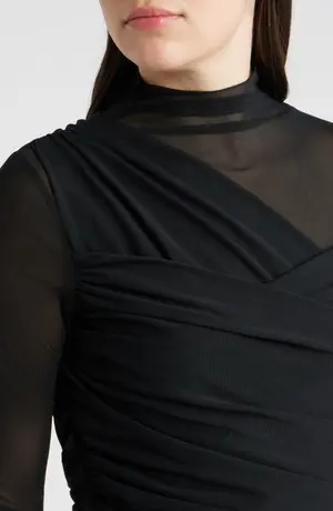 BOSS Etulia Ruched Long Sleeve Dress - Black