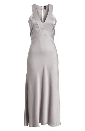 Hugo Boss Crinkle Satin Maxi Dress - Open Grey