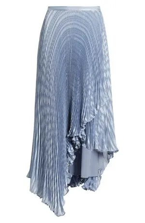 Hugo Boss Pleated Asymmetric Midi Skirt - Bright Blue