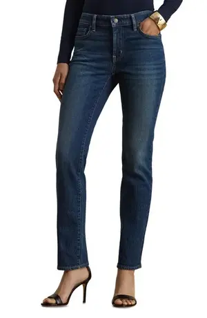 Ralph Lauren Mid Rise Ankle Straight Leg Jeans - Marina Wash Blue
