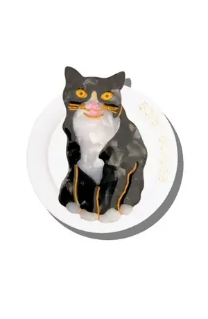 SOLAR ECLIPSE Hand Painted Tuxedo Cat Phone Grip - Black
