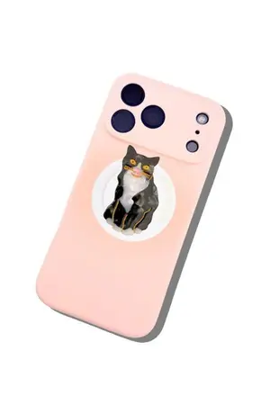 SOLAR ECLIPSE Hand Painted Tuxedo Cat Phone Grip